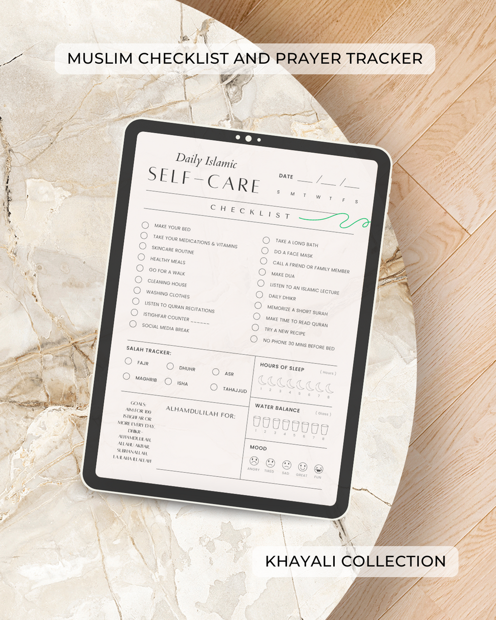 Islamic Self Care Checklist - Printable PDF – Khayali Collection
